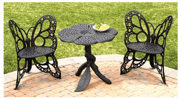 4SeasonGreenhouse. Butterfly Garden Bistro Set - Black