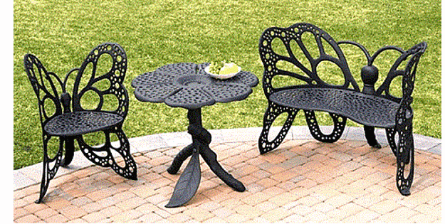 4SeasonGreenhouse. Butterfly Garden Furniture Set - Bench, Chair & Table