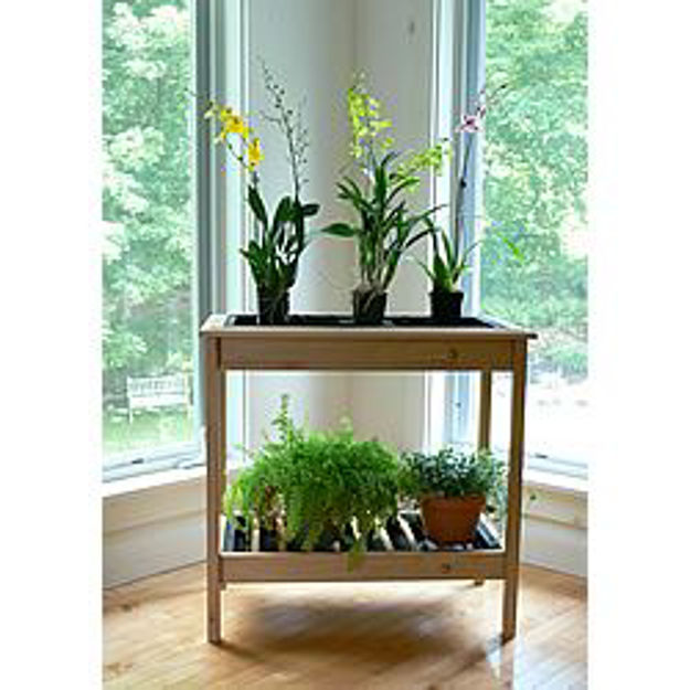 4SeasonGreenhouse. Plant Wood Table with Grow Lamps